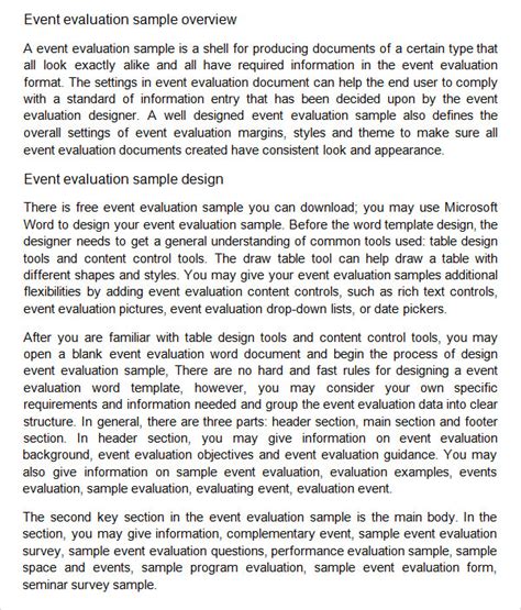 Post Event Evaluation Report Template