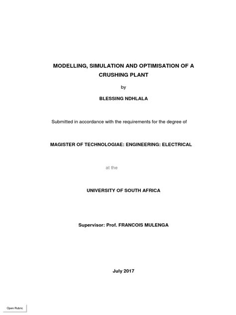 Modelling Simulation And Optimisation Of Crusher Pdf Simulation Mathematical Optimization