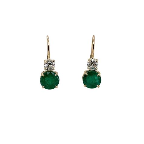 14k Yellow Gold Emerald And Diamond Earrings Attos Antique And Estate