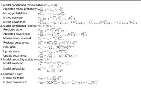 Table 1 From An Overview On Target Tracking Using Multiple Model Methods Semantic Scholar