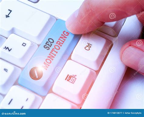 Handwriting Text Seo Monitoring Concept Meaning The Process Of Optimizing The Visibility Of