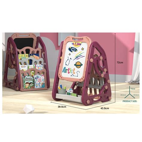 Многофункционална регулируема дъска 3 в 1 с две страни и поставка за книги розова Emag Bg