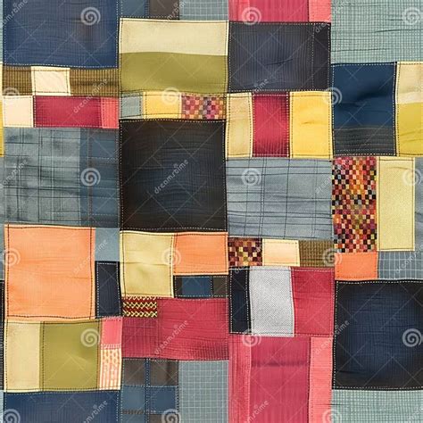Colorful Patchwork Quilt Texture Handmade Sewing Craft Detail Stock