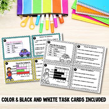 Graphing Task Cards Interpret Graphs Data Bar Graphs Line Plots