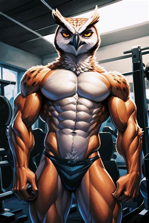Rule 34 Abs Ai Generated Anthro Athletic Avian Beak Biceps Bird Bubo