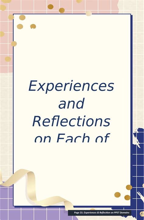 Ppst Domain Experiences And Reflections On Each Of 1 N D Content And