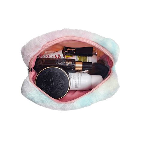 New Lamb Fleece Colorful Hair Embroidered Letter Makeup Bag Cute Plush
