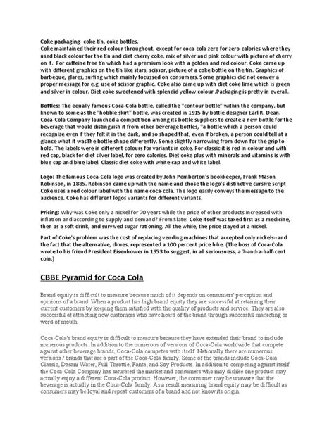 Band Cbbe Analysis Pdf Coca Cola The Coca Cola Company