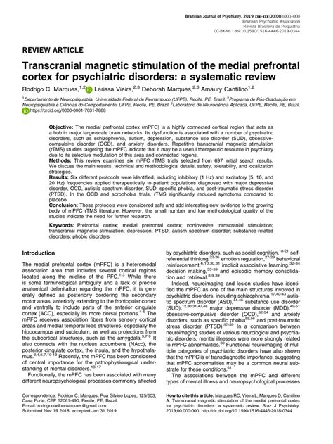 Pdf Transcranial Magnetic Stimulation Of The Medial Prefrontal Cortex For Psychiatric