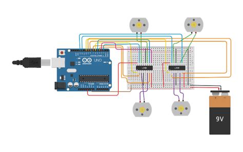 Circuit Design 4 Dc Motor Control With L293d Motor Driver Tinkercad