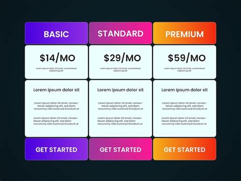Premium Vector Pricing Table Price Chart Template Business Plan Pricing Grid Web Banner