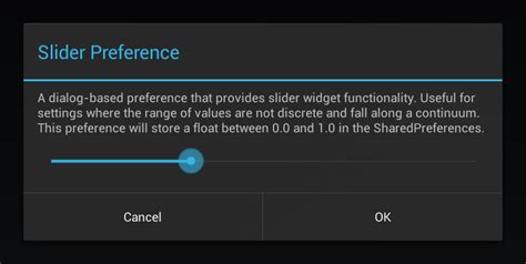 Android Library That Allows Applications To Add Dialog Based Slider