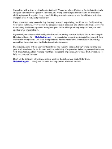 Writing A Critical Analysis Thesis Pdf Essays Critical Thinking