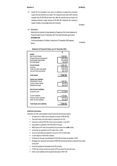 Question 4 20 Marks 41 Handa Fit Lid Purchased A