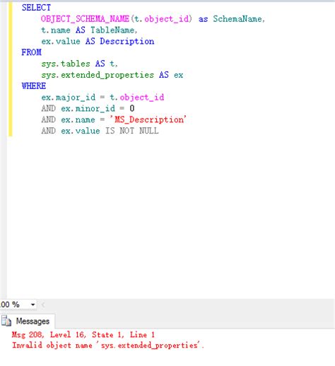 t sql how can i get table descriptions from azure sql database stack overflow