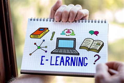 E Learning Concept On A Notepad Stock Image Image Of Distance