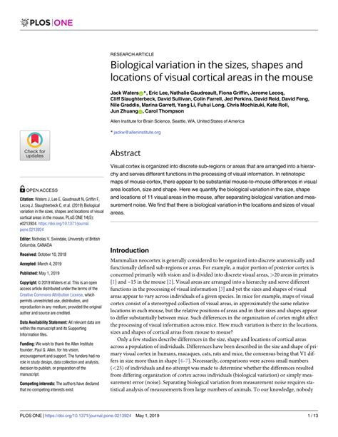 PDF Biological Variation In The Sizes Shapes And Locations Of Visual