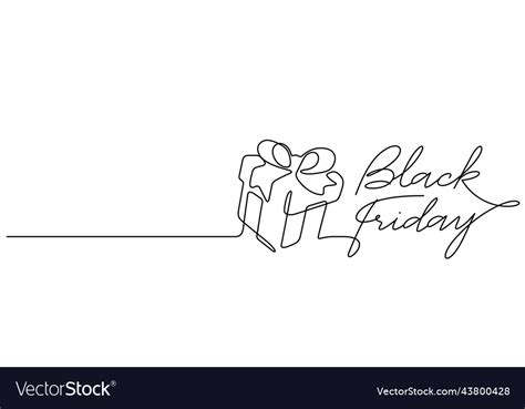 Black Friday And Gift Box Continuous Line Drawing Vector Image