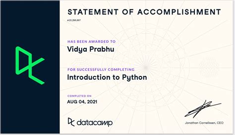 vidya prabhu on linkedin pythoncoding training certification datacamp datascience…