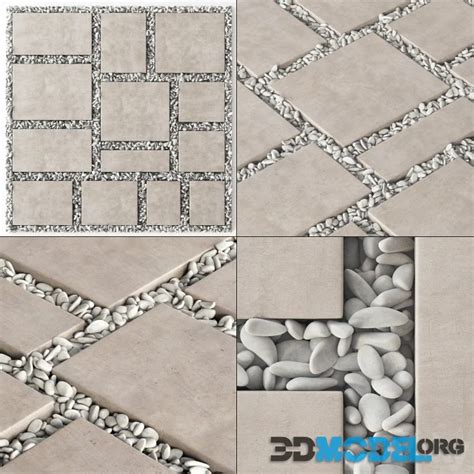 3d Model Paving Tile Square Pebble N2
