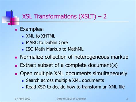 Ppt Introduction To Xslt And Its Use In Grainger Library Full Text