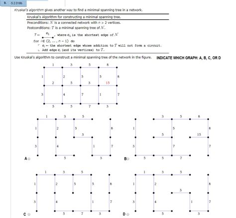 Solved 9 52016b Kruskals Algorithm Gives Another Way To