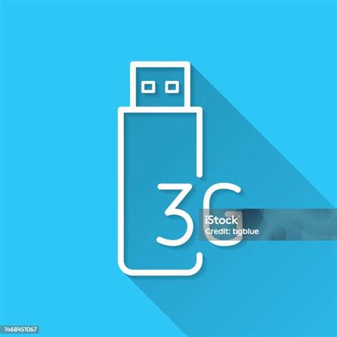 3g Usb 모뎀 파란색 배경에 아이콘 긴 그림자가 있는 평면 디자인 3g에 대한 스톡 벡터 아트 및 기타 이미지 3g 3차원 형태 Usb 메모리 Istock