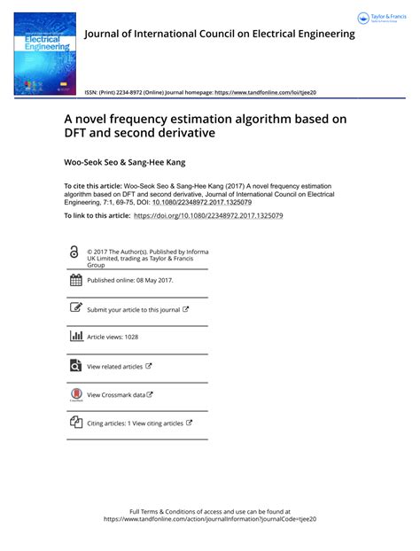 Pdf A Novel Frequency Estimation Algorithm Based On Dft And Second