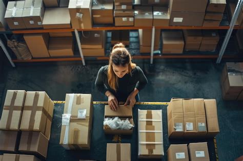 Premium Photo Female Worker Packing Ecommerce Order For Delivery