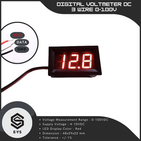 Jual Digital Voltmeter Dc 3 Wire 0 100v Red Display Led Voltmeter Dc