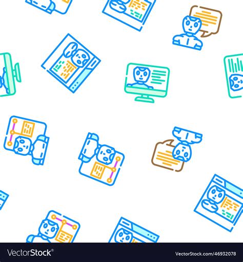 Chat Bot Robot Service Seamless Pattern Royalty Free Vector