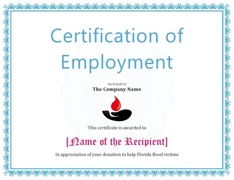 Work Certificate Template Free Free Printable