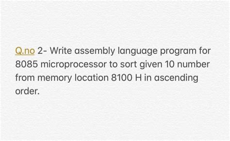 solved q no 2 write assembly language program for 8085