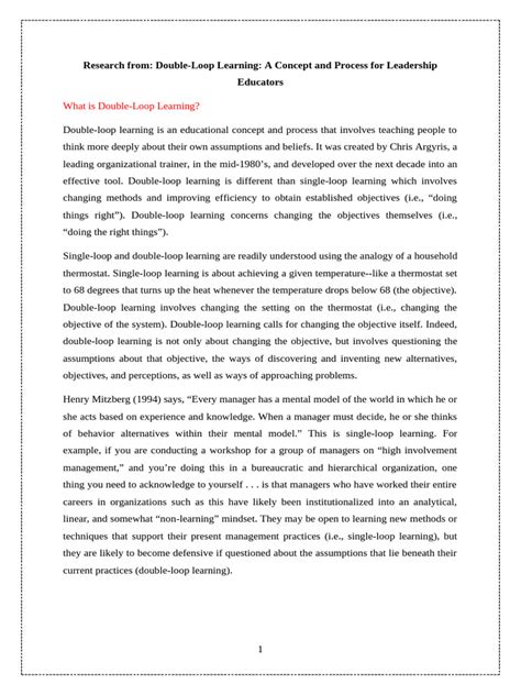 Double Loop Learning Pdf