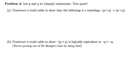 Solved Problem Let P And Q Be Simple Statements Two Chegg Com