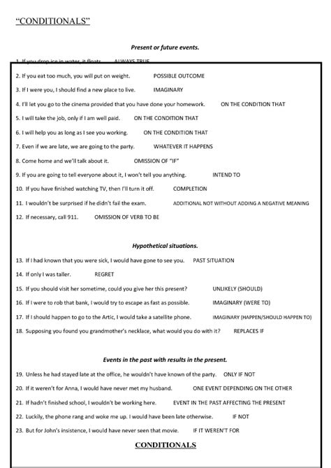 Mixed Conditionals Exercises