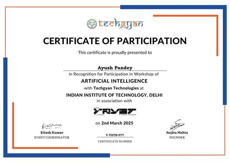 Hey Connection Its My Certification Of Participation In Artificial