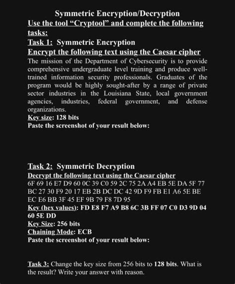 Solved Symmetric Encryptiondecryption Use The Tool