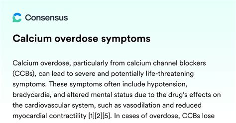 Calcium Overdose Symptoms Consensus Academic Search Engine