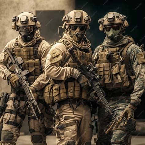 Premium Photo Fully Equipped Special Forces Military Unit In Tactical