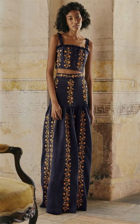 Margarita Embroidered Linen Maxi Skirt By Agua By Agua Bendita Moda