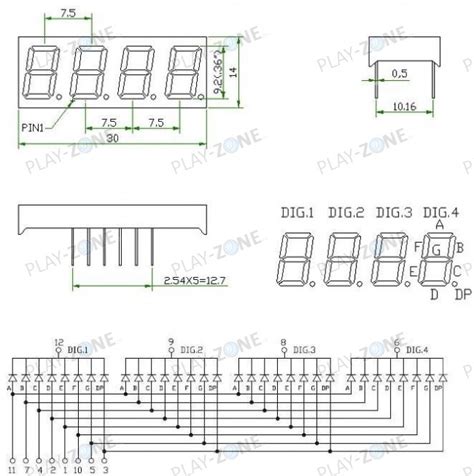 Play Zone Ch 4 Zeichen 7 Segment Display 12pin 14mm
