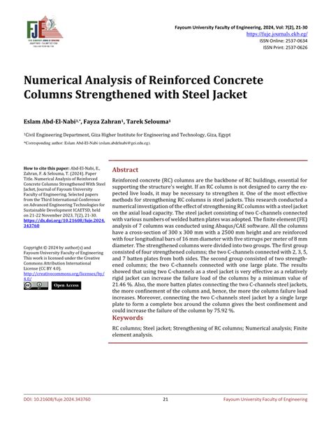 Pdf Numerical Analysis Of Reinforced Concrete Columns Strengthened With Steel Jacket