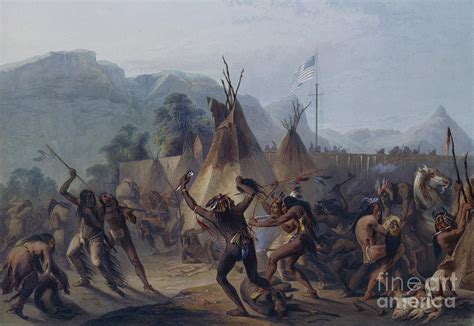 Assiniboine And Cree Indians Attack A Blackfoot Encampment At Fort