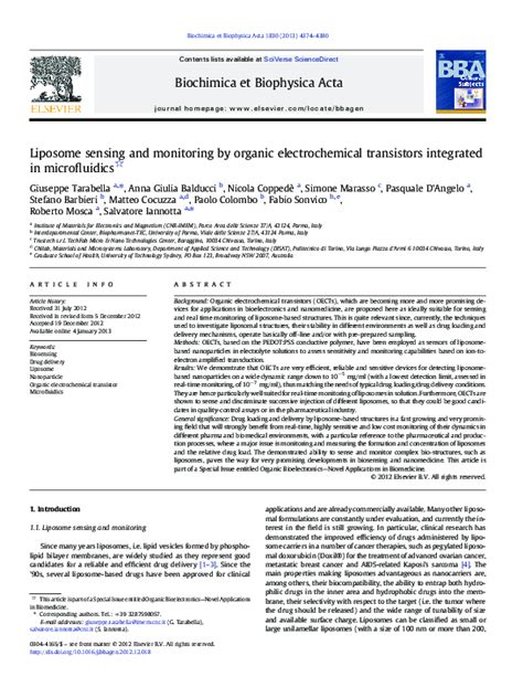 Pdf Liposome Sensing And Monitoring By Organic Electrochemical