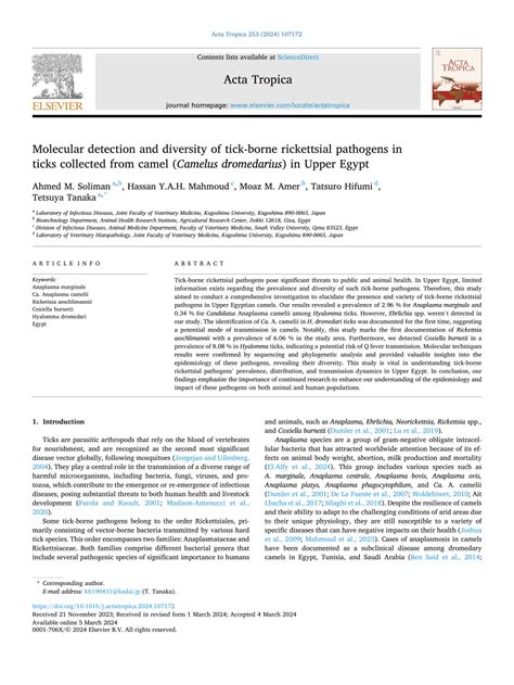 Pdf Molecular Detection And Diversity Of Tick Borne Rickettsial Pathogens In Ticks Collected
