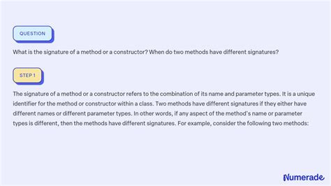 What Is The Signature Of A Method Or A Constructor When Do Two Methods