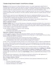 Database Design Schema Examples Practices For Optimal Course Hero