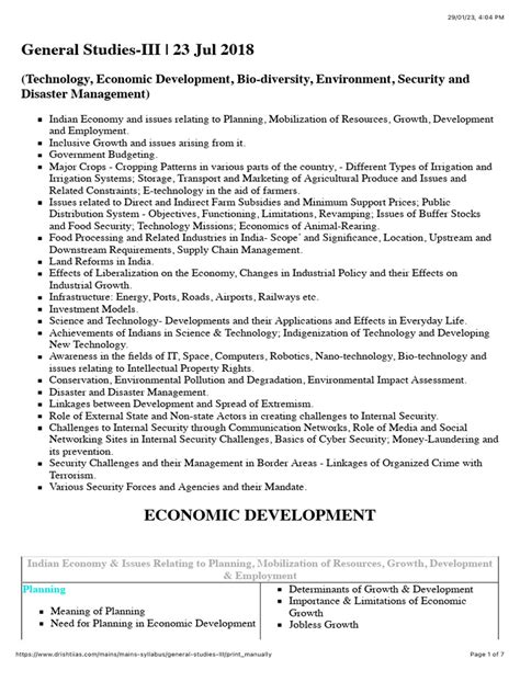 Gs3 Mains Syllabus Pdf Economic Growth Government Budget Balance
