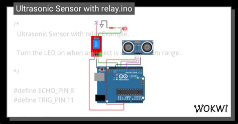 Ultrasonic Sensor With Relay Wokwi Esp32 Stm32 Arduino Simulator